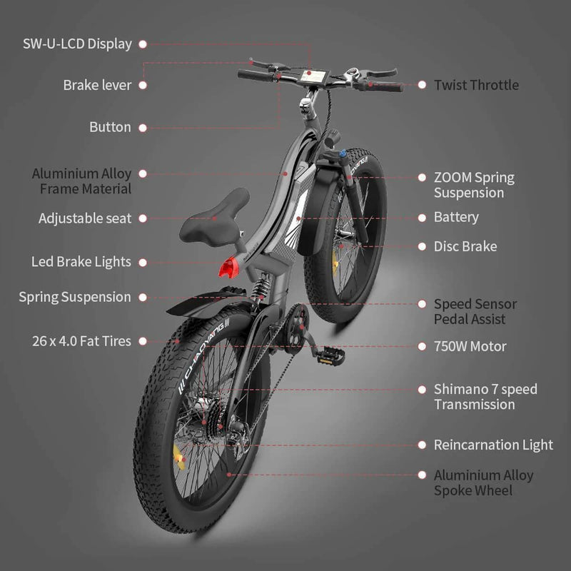 AOSTIRMOTOR S18 All Terrain Mountain E-Bike - Street Rides